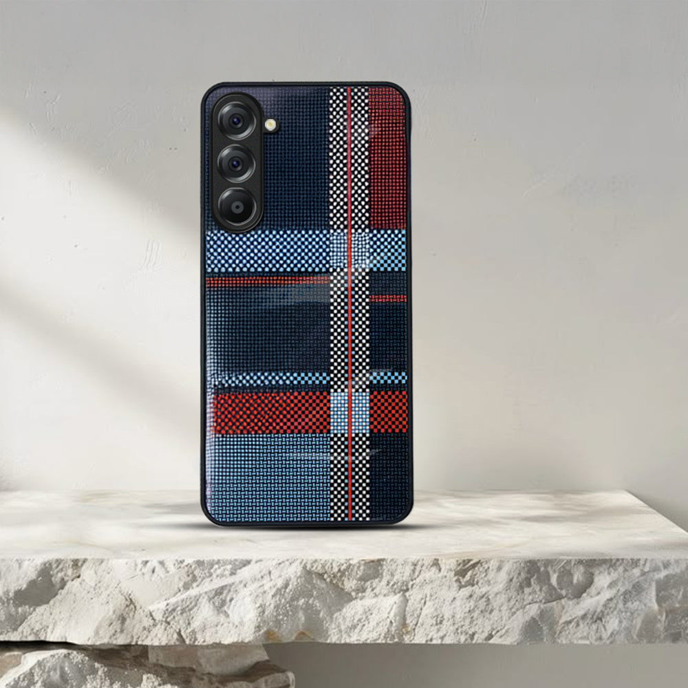 Samsung Galaxy A36 Luxury Grid Pattern Glass Back Shockproof Case ...
